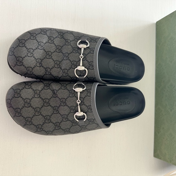 Gucci | Shoes | Gucci Gray Mules With Silver Accents | Poshmark